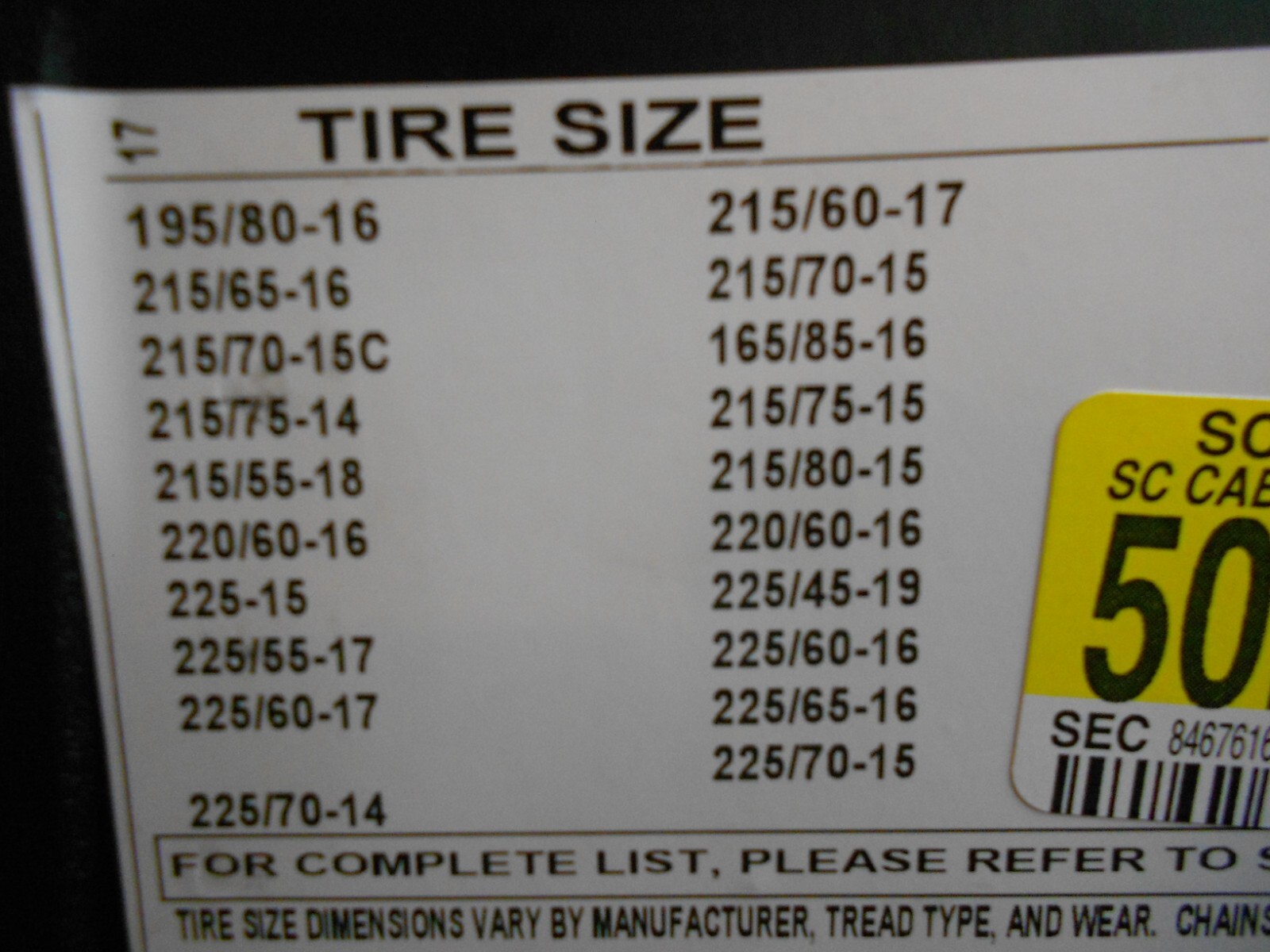 SCC Radial Cable Tire Snow Chains Stock # Sc1034 or CH2412T Never for ...