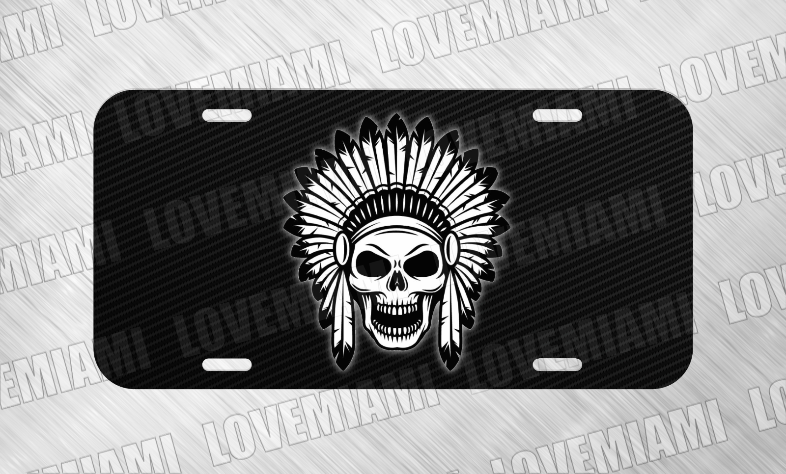 Indian Skull Head dress Tribal Native Tribe License Plate Auto Car Tag ...