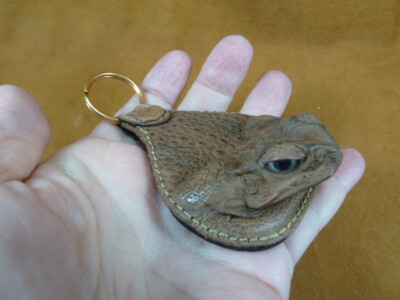 EL1000-7) genuine Cane TOAD head + cow Leather key fob keychain I love ...