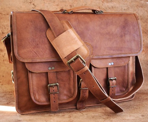 20" Vintage Real 90S Leather Messenger Laptop NEW Satchel Briefcase ...