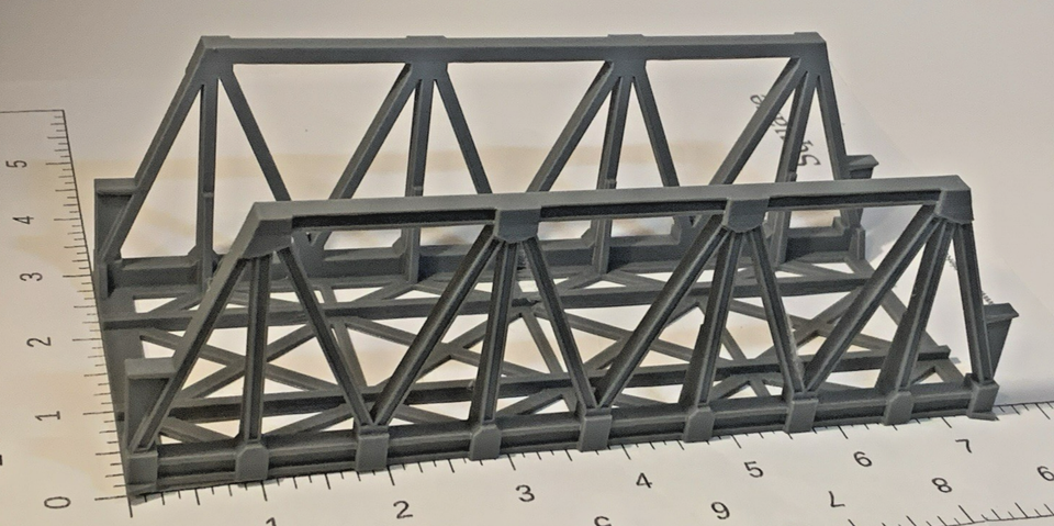 HO Scale 1:87 Steel Truss Bridge with Stone Abutments Model Train ...
