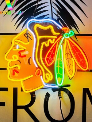 Chicago Blackhawks 20"x15" Neon Light Sign Lamp HD Vivid With Dimmer ...