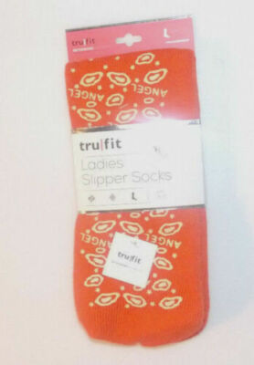 Tru Fit Ladies Slipper Sock Non Slip White Angel Orange 9-11 NWT | eBay