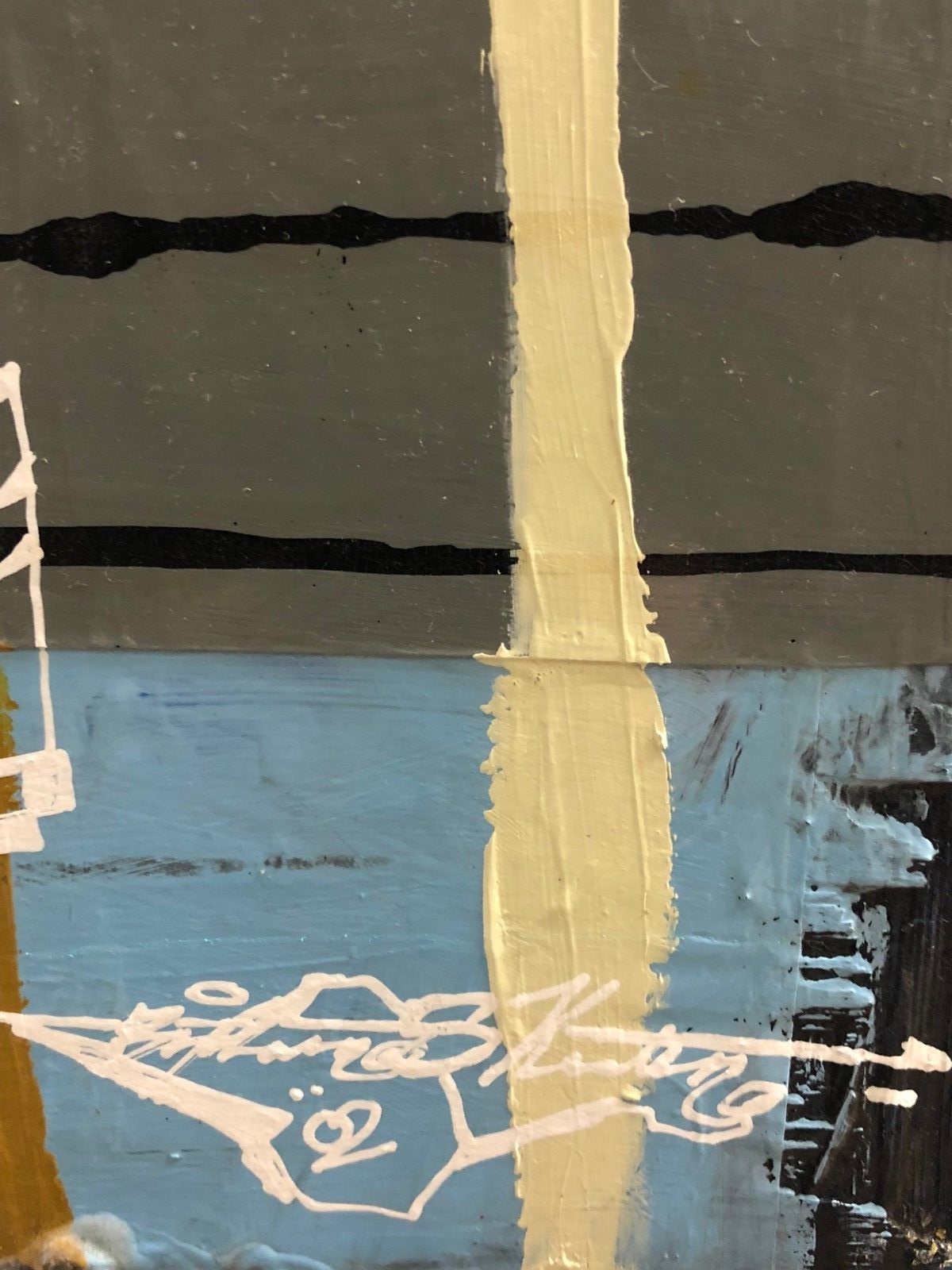 VERY COOL LARGE MIXED MEDIA PAINTING BY AARON KRATEN ON WOOD SIGNED ...