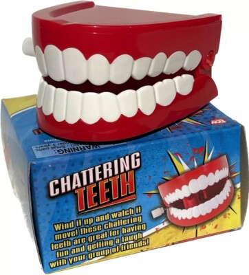 Moving TALKING CHATTERING TEETH Dentures Choppers Wind Up Joke Large ...