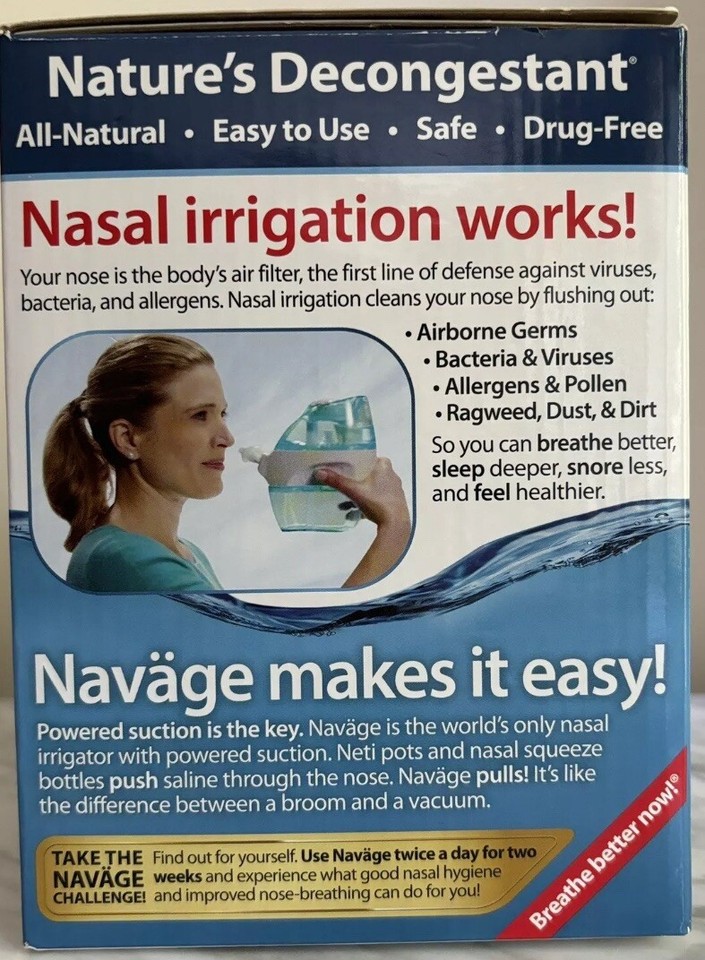 Navage NAVAGE Saline Nasal Irrigation Starter Kit Nose SaltPods Travel ...