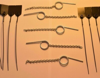 🔥🧯 5-Fire Extinguisher Safety Pull Pin & Chain With 10-Flag Seals-BLACK ...