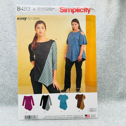 Simplicity 8453 Plus Size Tunic Top w Asymmetrical Hem Misses XXS XXL ...