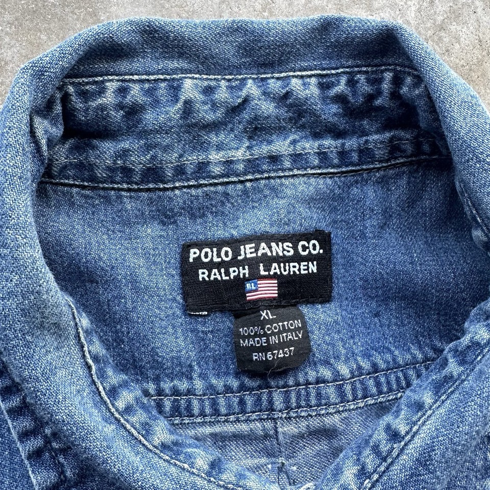 Ralph Lauren Polo Jeans Co Denim Shirt Size XL Button Up Made In Italy ...