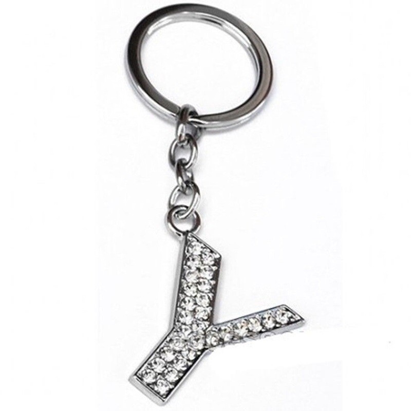 Keyring A-Z Shinny Letter Initial Alphabet Bling Name Crystal Chain ...