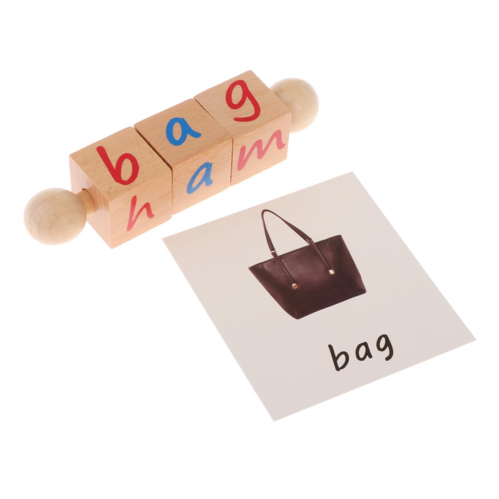 Wooden Reading Blocks Flash Cards Montessori Toys for Preschool ...