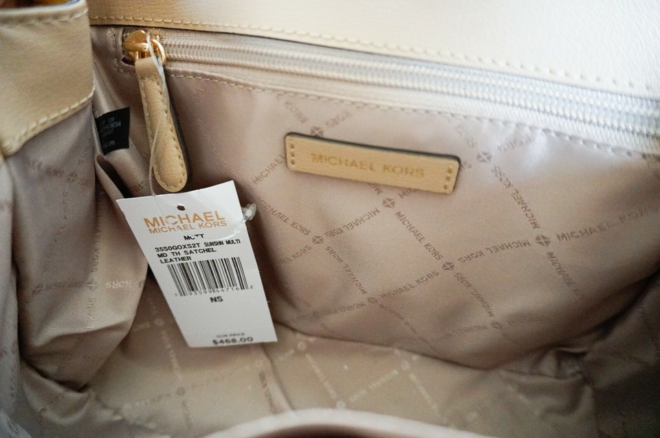MICHAEL KORS MOTT MEDIUM TOP HANDLE SMOOTH LEATHER SHOULDER BAG YELLOW ...