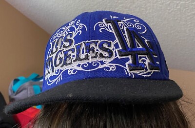 BALL CAP, LOS ANGELES, BLUE WITH WHITE ON LETTERING & BLACK BILL, SIZE ...