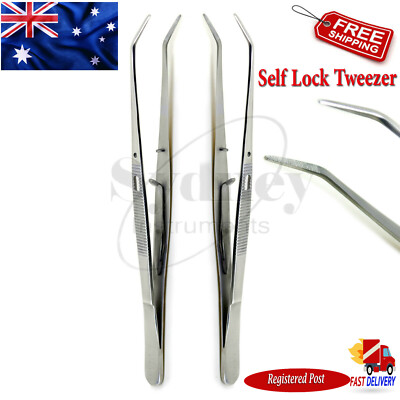 Dental Self Lock Tweezers Cotton Dressing Forceps Tissue Pliers ...