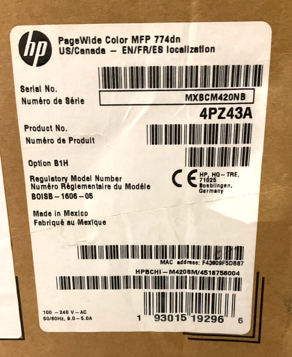 HP PageWide Color 774dn Printer 4PZ43A#B1H ️️ ️️ READ! AS IS! | eBay