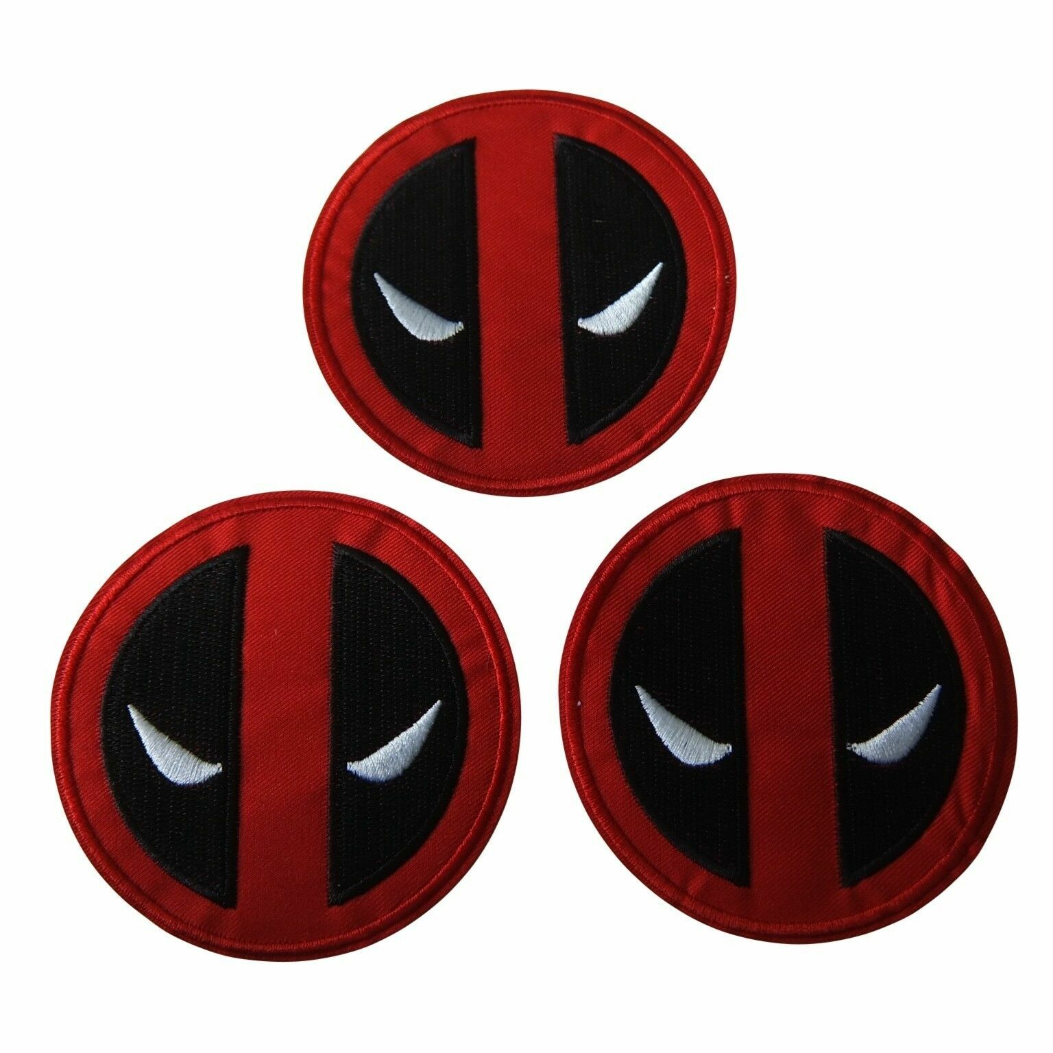 Deadpool Movie Angry Face 4" Diameter Embroidered Iron on Patch Set of ...