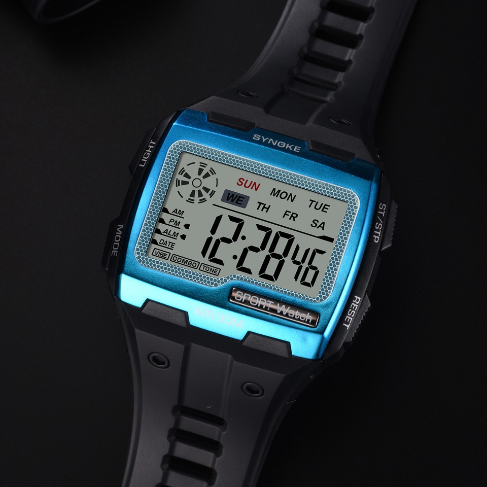 Men's Digital Sports Watch LED Screen Large Face Military Waterproof ...
