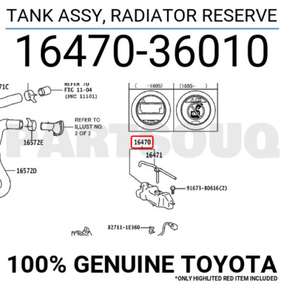 1647036010 Genuine Toyota TANK ASSY, RADIATOR RESERVE 16470-36010 | eBay