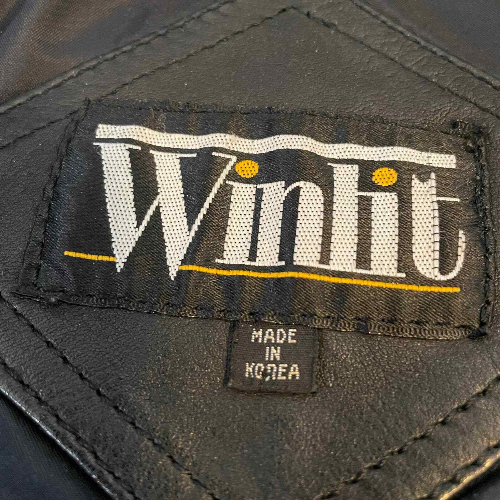 Vintage Winlit Leather Bomber Jacket Black Gray Women… - Gem