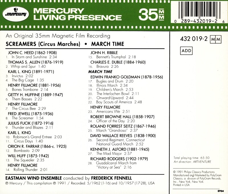 Frederick Fennell - Screamers March Time CD Mercury Living Presence ...
