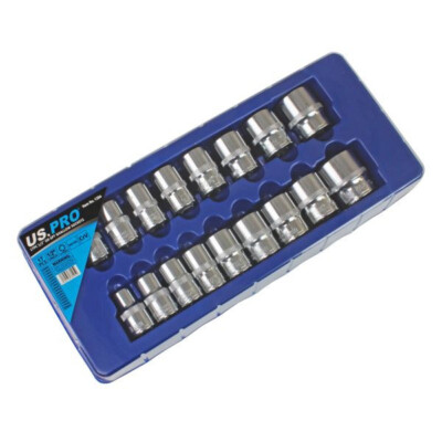 US PRO 1/2" Drive Shallow Metric Socket Set 17PC 6PT 10-30MM Chrome ...