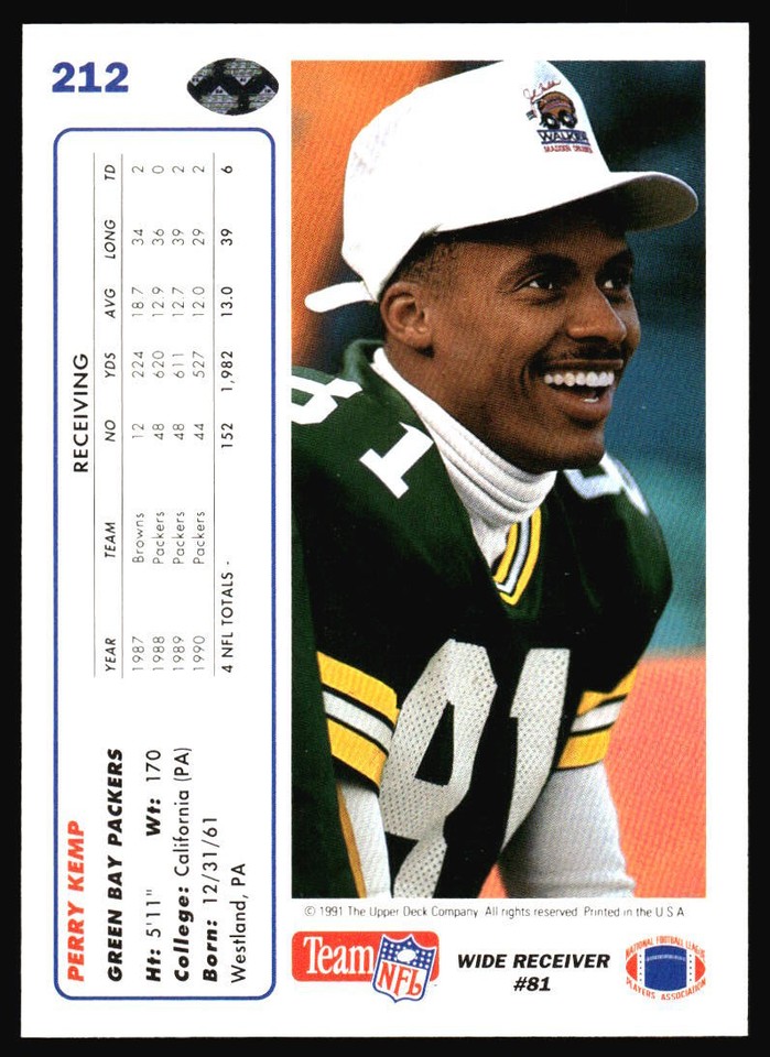 1991 Upper Deck Perry Kemp #212 Green Bay Packers | eBay