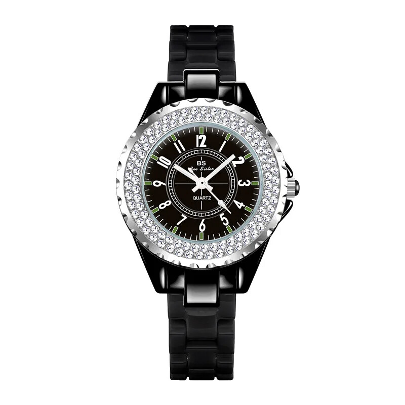 Women's Watch Brand Light Luxury Ceramic Watches Simple Full Diamond ...