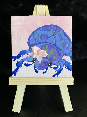 Mini painting on canvas Spooky, Ooak, Bug, Coquette, Beetle, Kawaii ...
