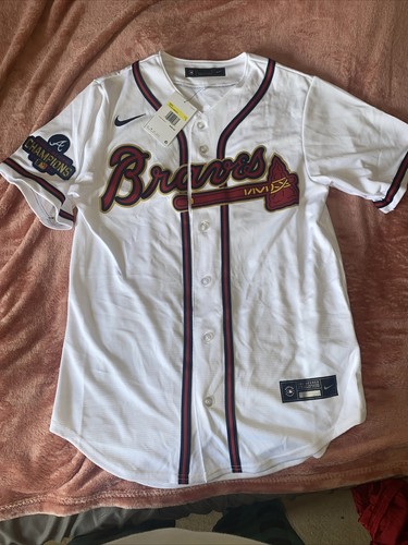 Nike Atlanta Braves Gold Program World Series Jersey Sz 2XL Acuña Jr ...