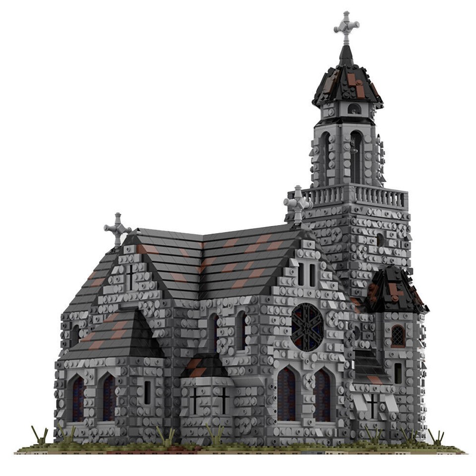Moc building block Medieval Cathedral Model with Castle and Bell Tower ...