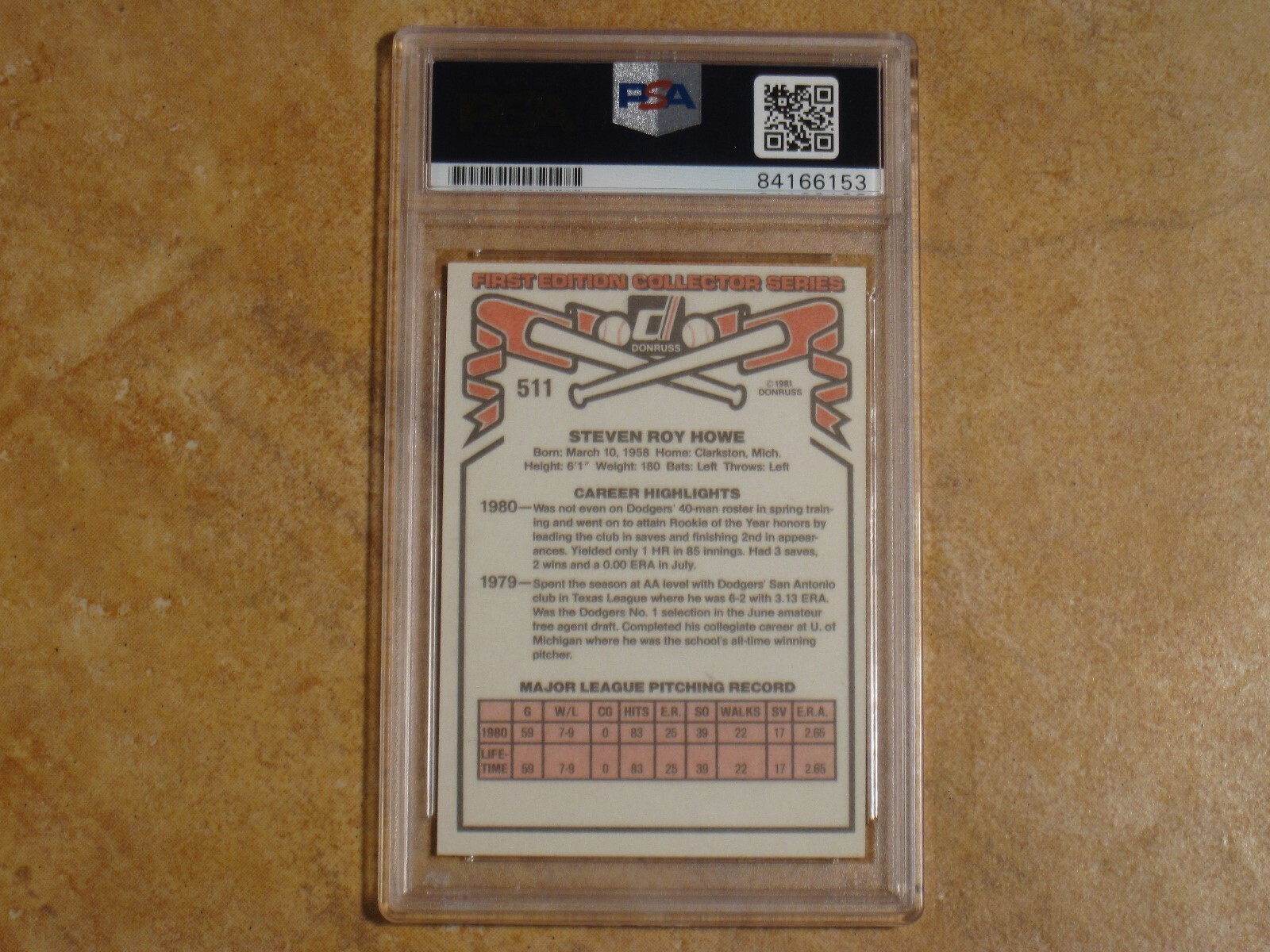 STEVE HOWE 1981 DONRUSS SIGNED AUTOGRAPHED ROOKIE CARD #511 LA DODGERS ...