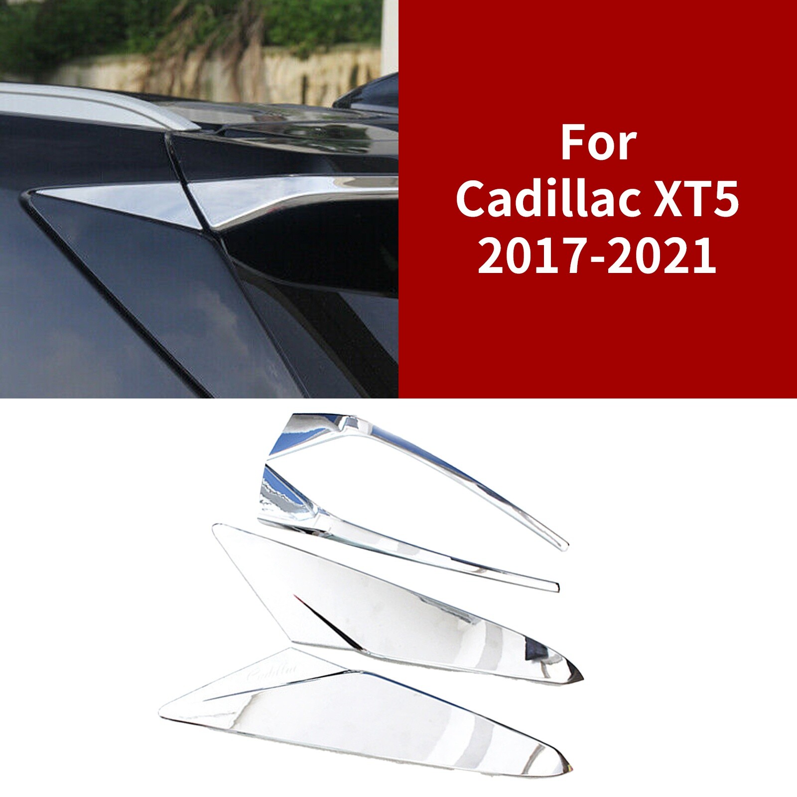 For Cadillac XT5 2017-2021 Rear Wing Side Spoiler Cover ABS Trim Chrome ...