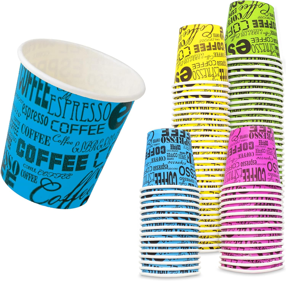 200 Bicchierini Da Caffè Colorati | Bicchieri in Cartoncino Da 75 Ml ...