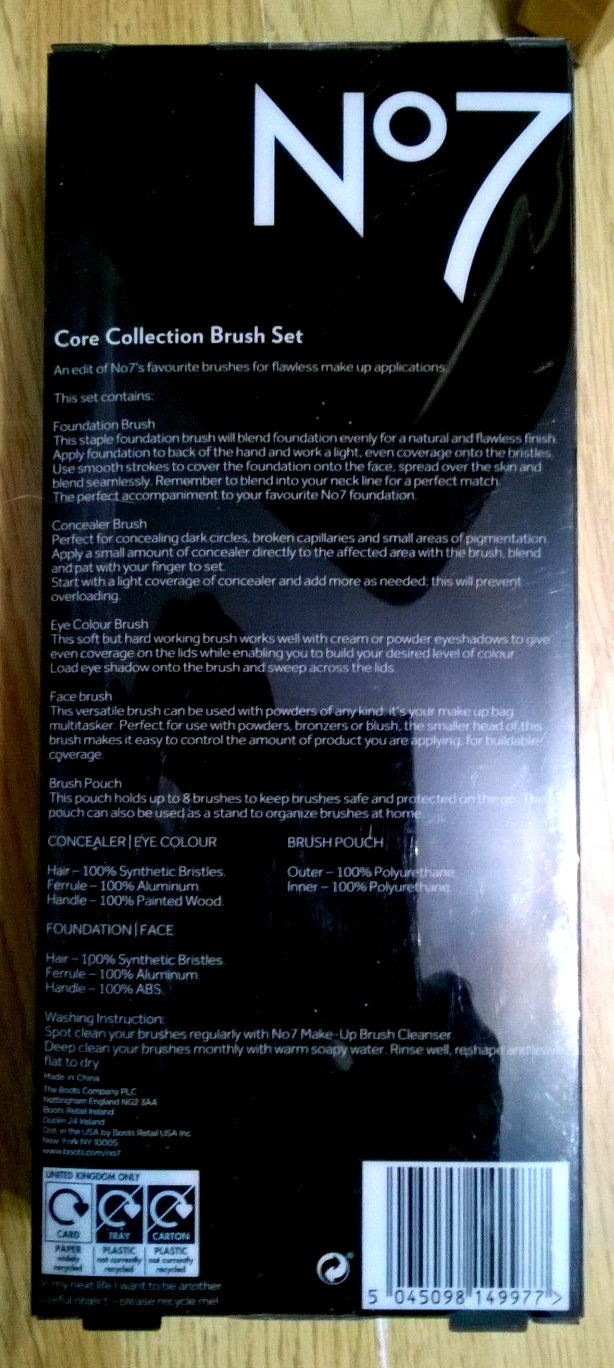 No7 Core Collection Brush Set Foundation Concealer Blusher Eye for sale ...