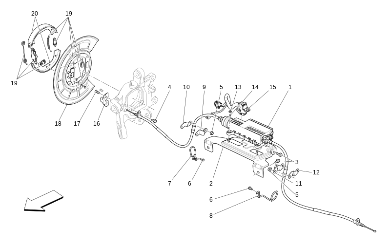 Parking Hand Brake Repair kit fit Maserati Ghibli Quattroporte (14-16 ...