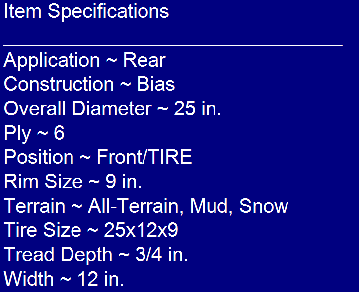 Fits 1983 Yamaha YTM200E Yamahauler Mud Lite AT Front/Rear Tire ITP ...