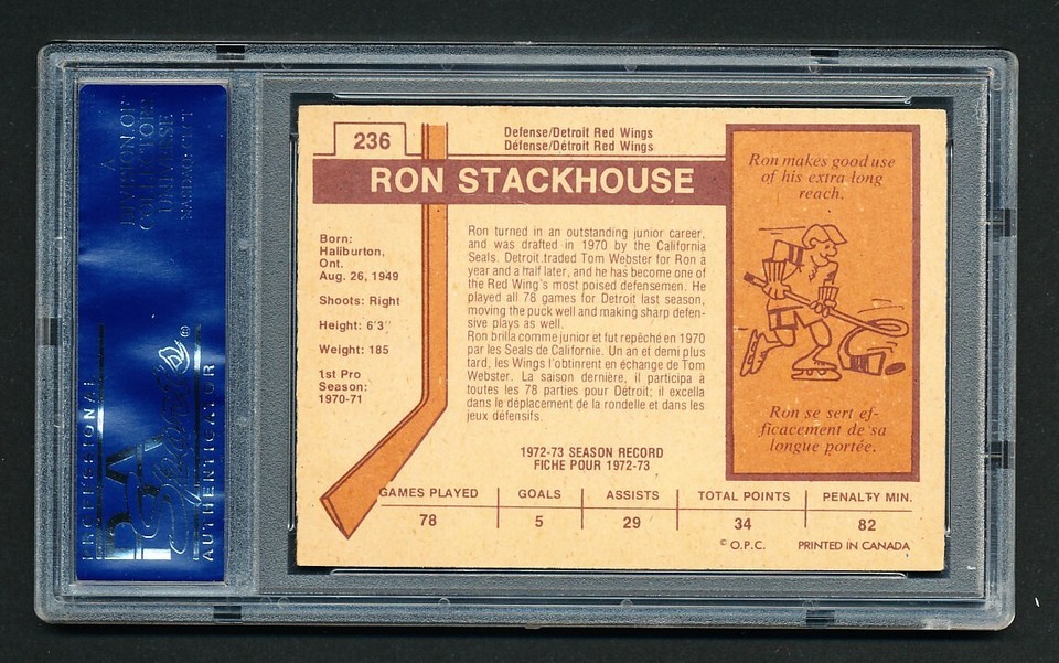 1973 OPC HOCKEY 236 RON STACKHOUSE RED WINGS PSA 6.5 EXCELLENT-MINT+ | eBay