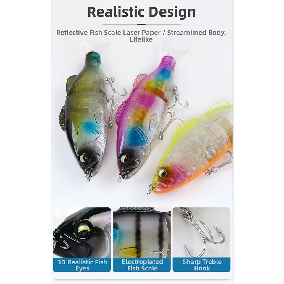 Detachable Tail Wing Hard Baits Beach Fishing 3D Fish Eyes Elastic Tail ...