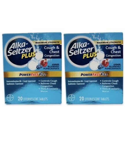 **2 PACK** Alka Seltzer Plus Cough & Congestion 20 Blueberry *READ ...