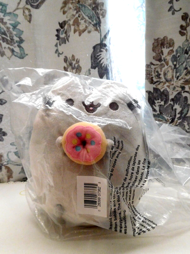 NIP GUND PUSHEEN PLUSH SNACKABLE PINK DONUT STUFFED ANIMAL CAT 9" AGE 1 ...