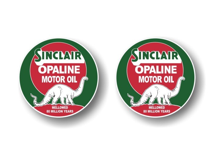 2 SINCLAIR Motor Oil Vintage Gas Pump Decals Service Station Pumps Sign ...
