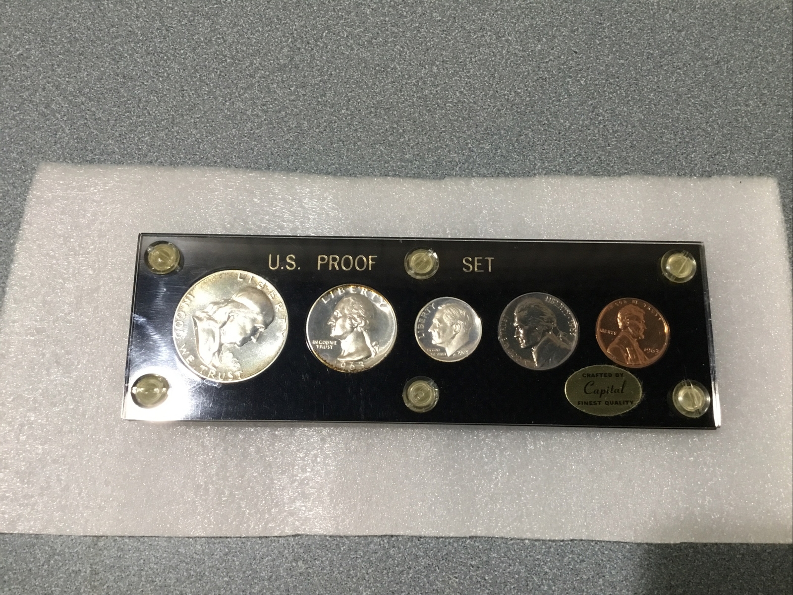1963 PROOF SET - SILVER PROOF SET - CAPITOL PLASTIC HOLDER - FRANKLIN ...