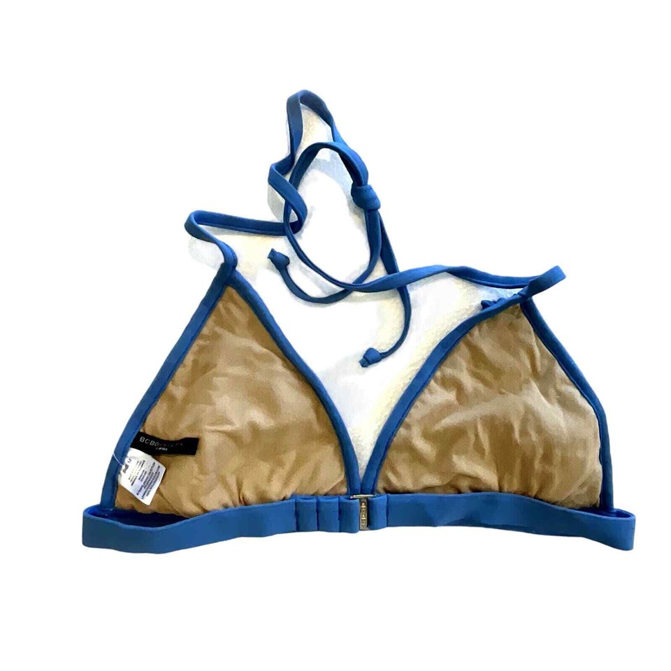 BCBG Riviera Blue Halter Top w/ Ruffle Bikini Swim - Elegant Beachwear ...