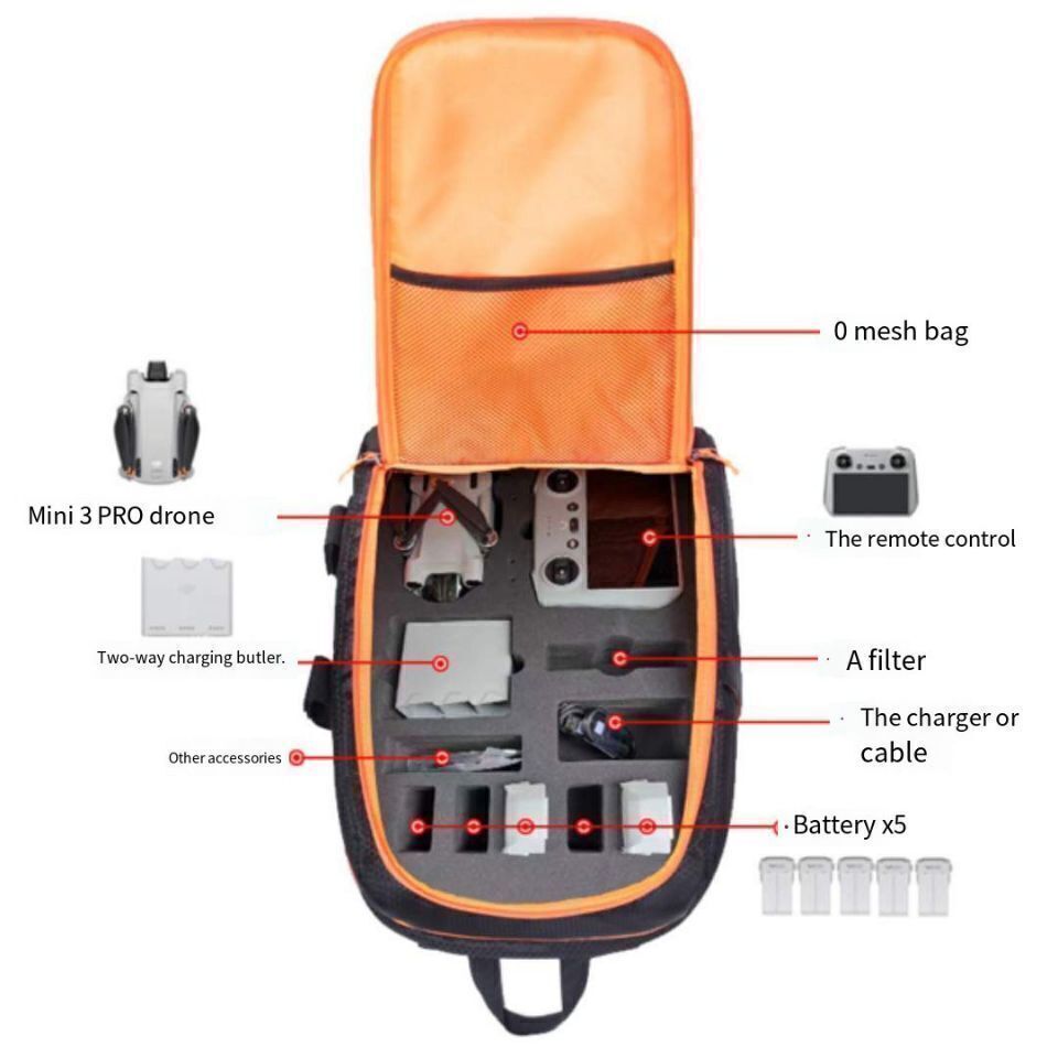 Backpack Carrying Case Storage Bag For DJI Mini 3 Pro Drone Accessories ...