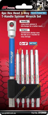 1 x PRO-KIT 6pc Metric 3way T-Handle Hex Spinner Wrench Set A10H00 ...