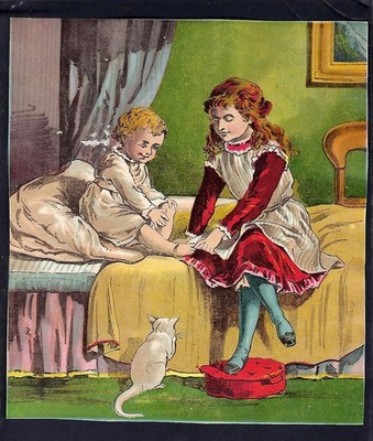 Antique 1800s Mother Goose Broadside Sheet, Hand-Colored Lithograph ...