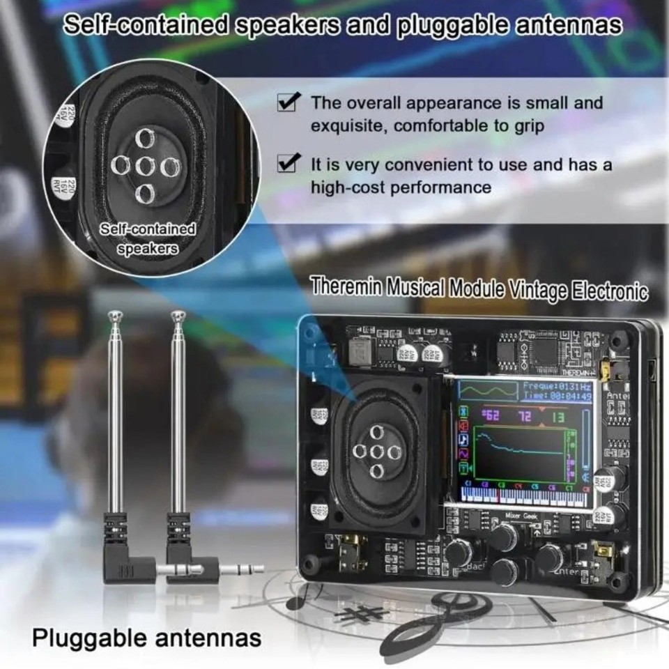 1 PC Mini Theremin Creative Musical Electronic Instrument OLED Screen ...