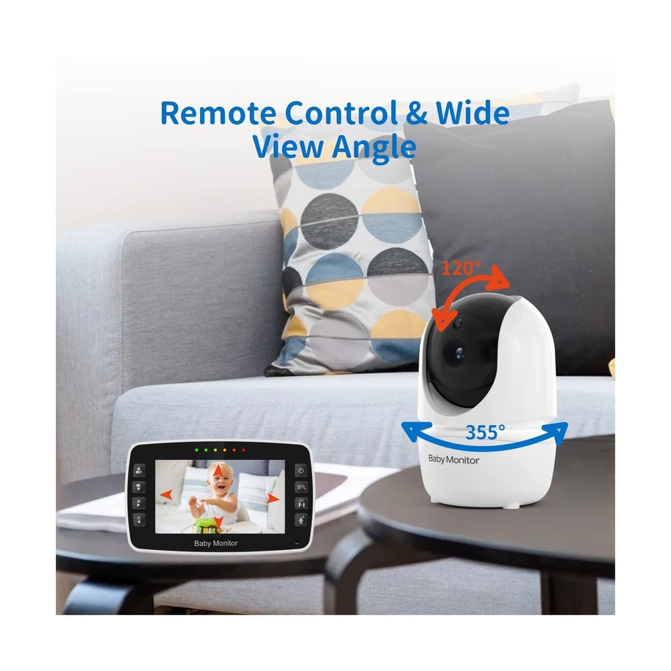 Baby Monitor with 2 Cameras, 4.3" LCD Split-Screen Video Baby Monit ...