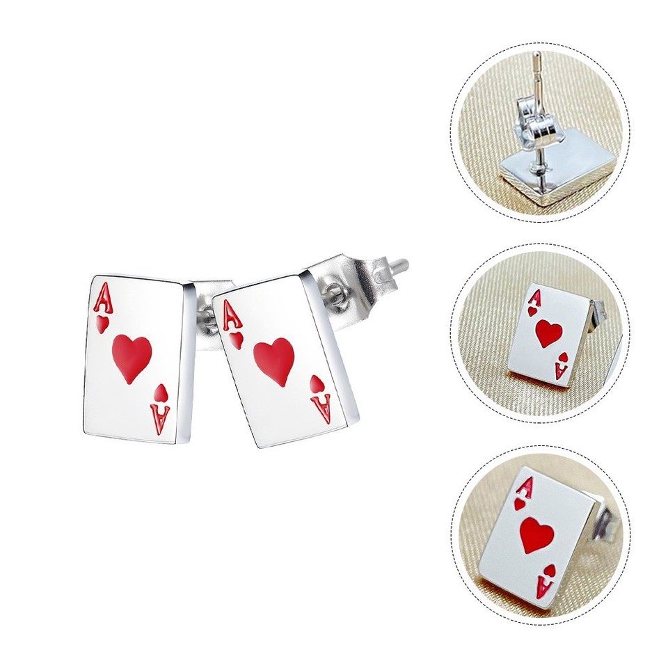 1 Pair Girl Chic Ear Studs Poker Modeling Ear Studs Jewelry Fashion ...