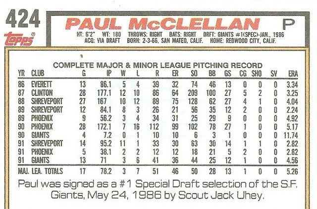 1992 Topps - #424 Paul McClellan for sale online | eBay